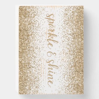 Gold Glitz Glitter Sparkle Wooden Box Sign | Zazzle