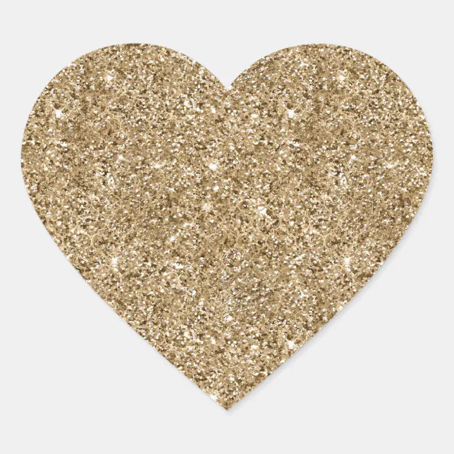 Gold Glitz Sparkle Glam Heart Sticker | Zazzle