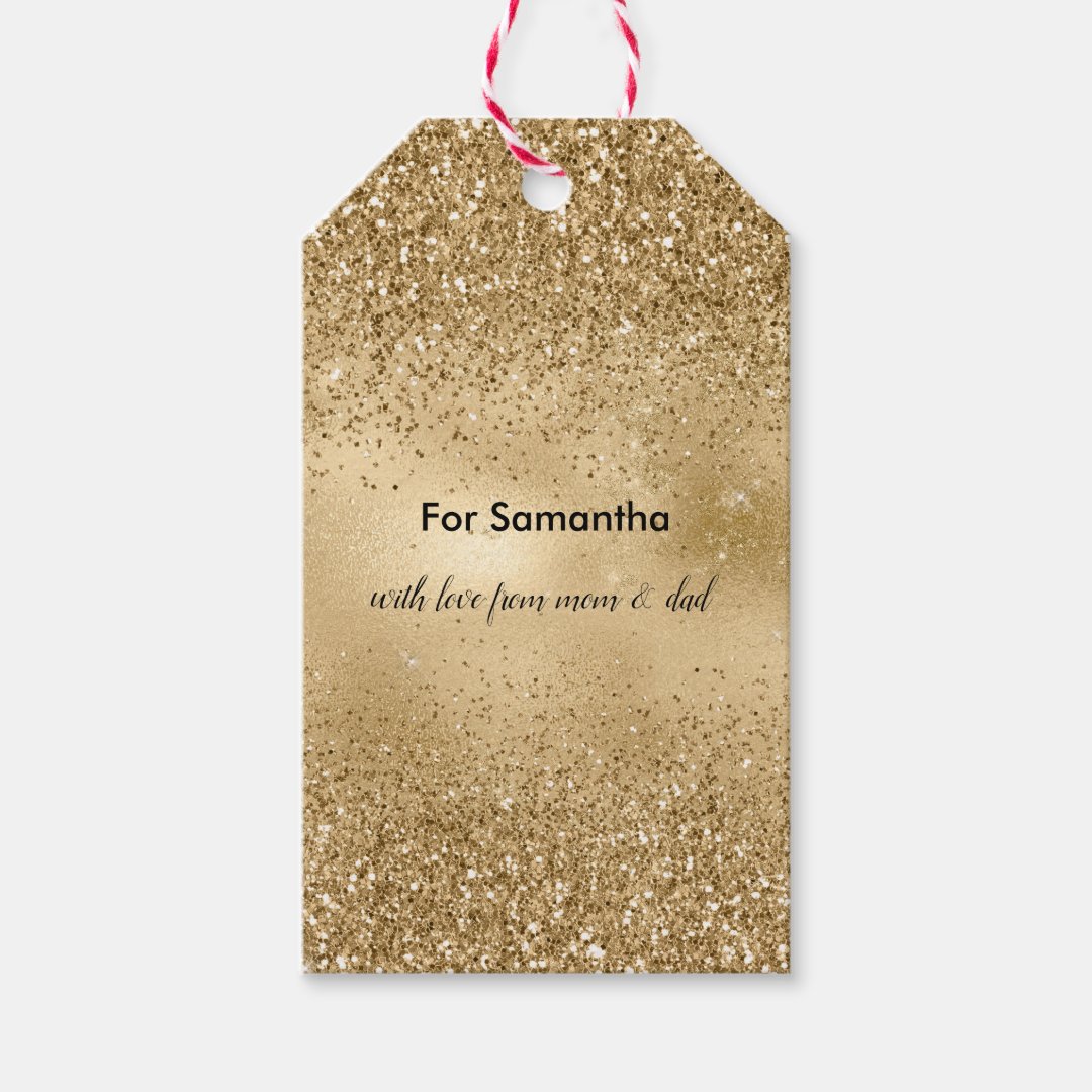 Gold Glitzy Glitter Gift Tags | Zazzle