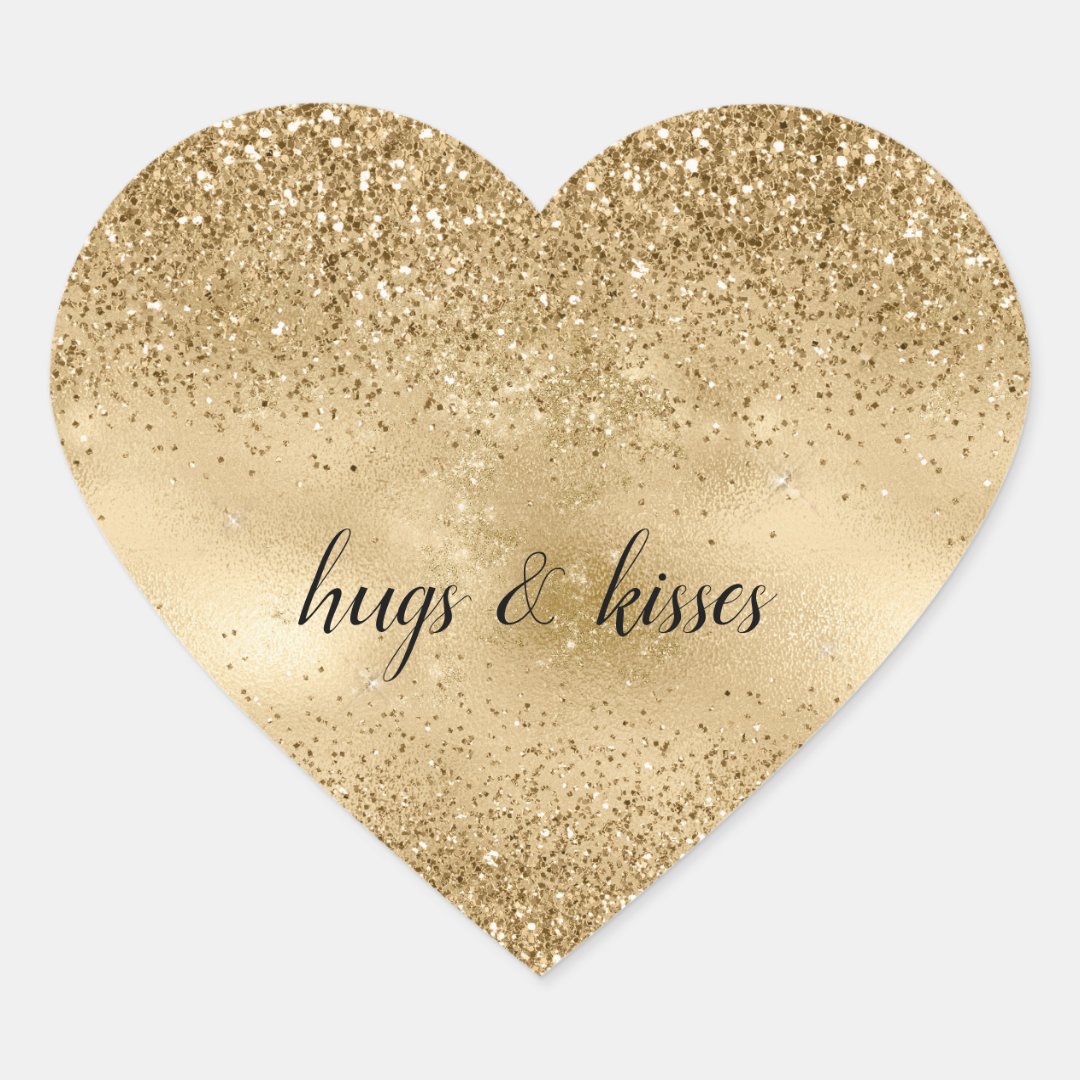 Gold Glitzy Glitter Heart Sticker | Zazzle