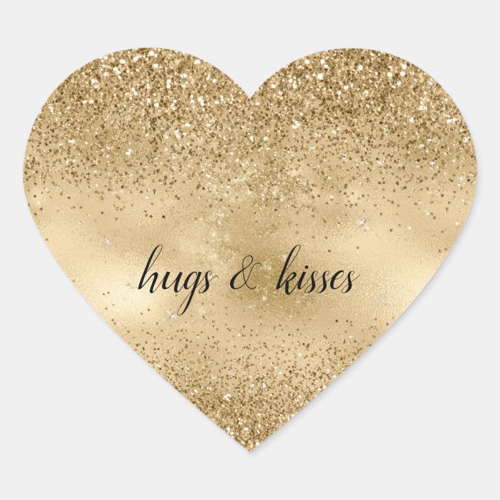 Gold Glitzy Glitter Heart Sticker | Zazzle.com
