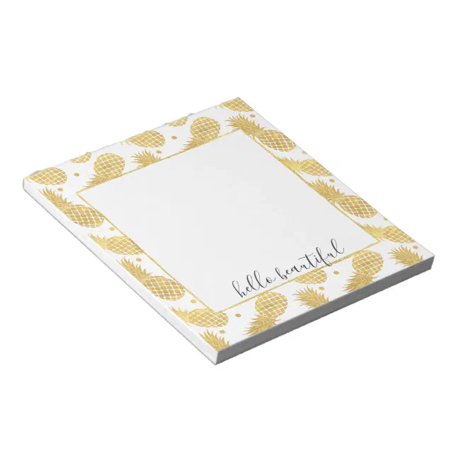 Gold Glitzy Pineapples Notepad | Zazzle