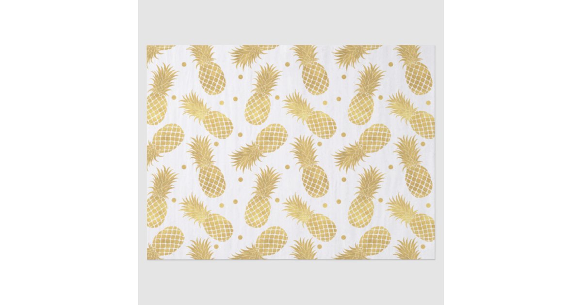 Gold Glitzy Pineapples Tissue Paper | Zazzle