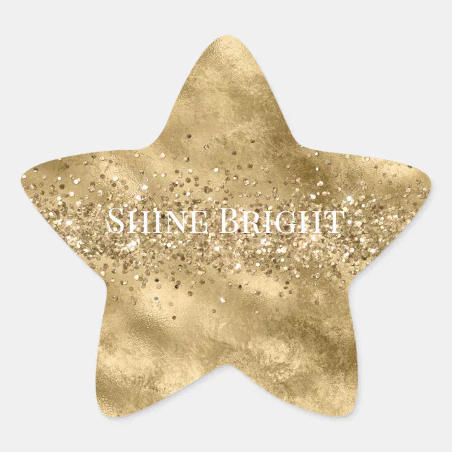 Gold Glitzy Sparkle Glam Glitter Star Sticker | Zazzle
