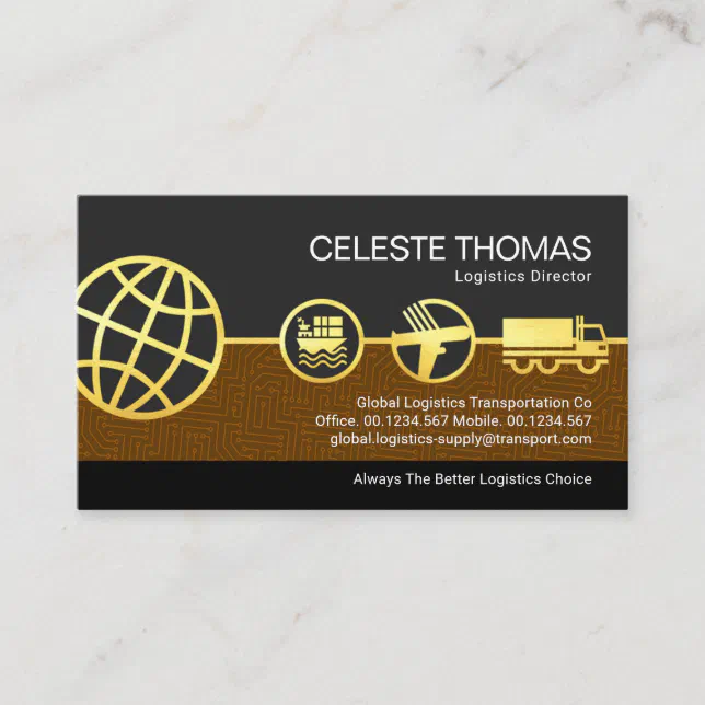 Gold Global Logistics Supply Line Business Card | Zazzle