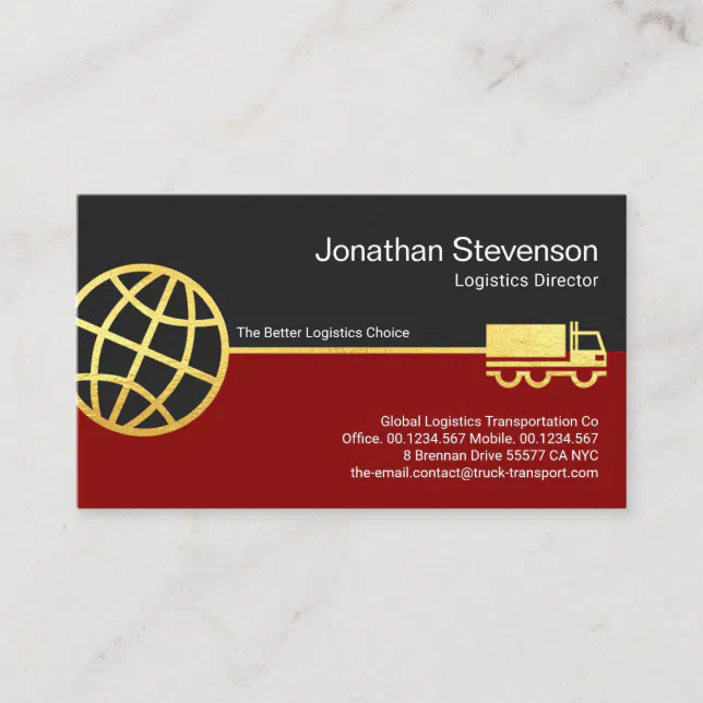 Gold Global Truck Supply Line Logistics Business Card | Zazzle