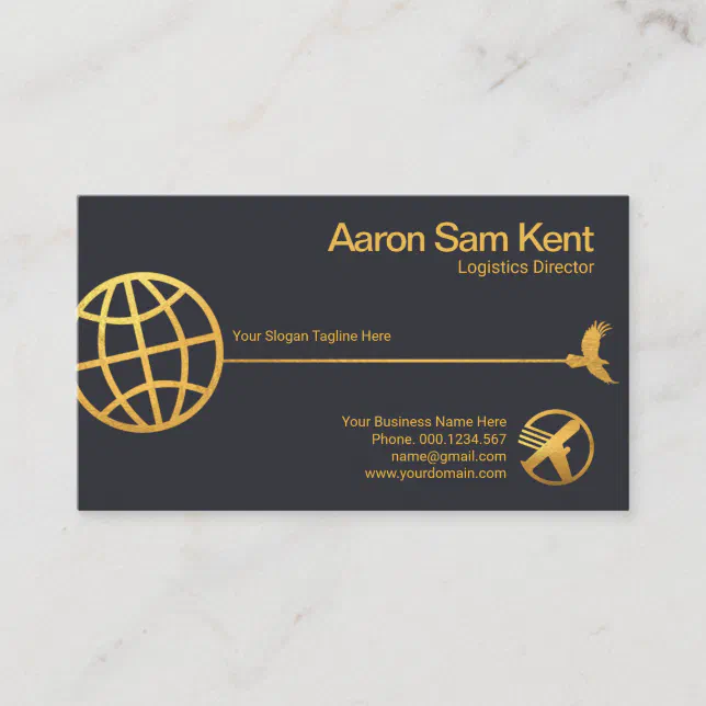 Gold Globe Hawk Supply Line Blue Import Export Business Card | Zazzle