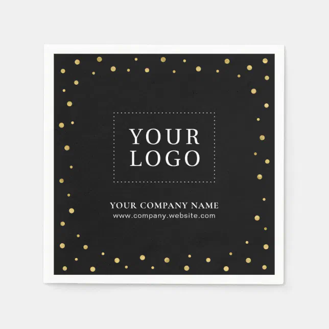 Gold & Gold Confetti Business Promotional Logo Napkins | Zazzle