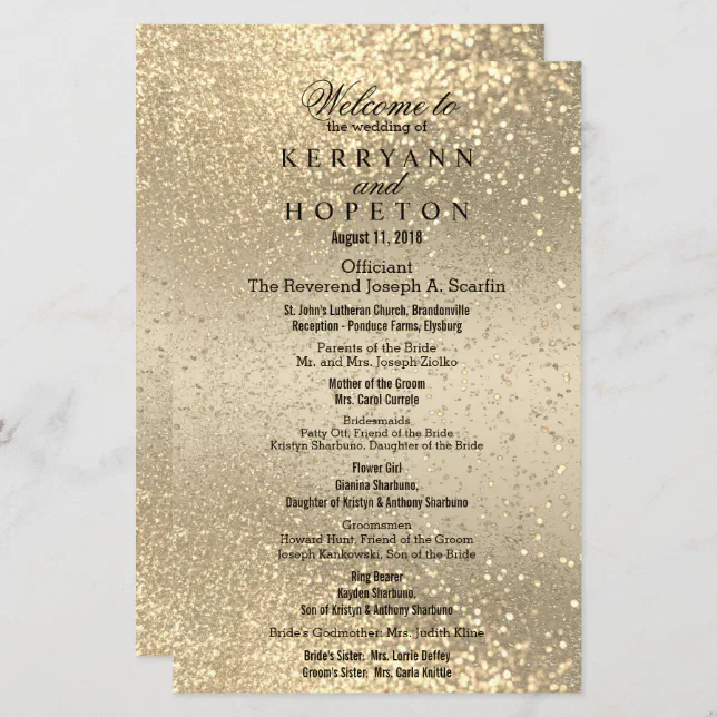 Gold & Gold Glitter - Program | Zazzle