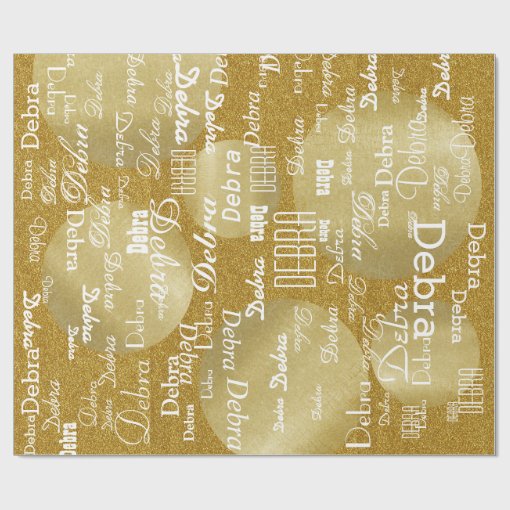 Gold Golden Glitter personalized name pattern Wrapping Paper | Zazzle