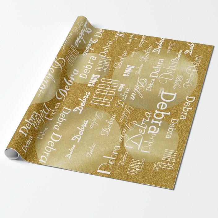gold golden glitter personalized name pattern wrapping paper | Zazzle.com