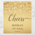 Gold golden sparkles birthday party personalized wine label | Zazzle