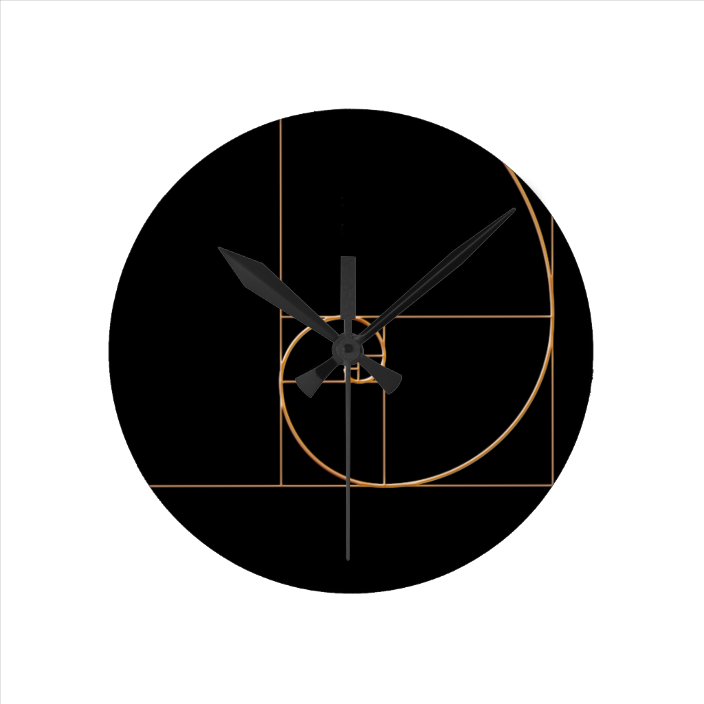 Gold Golden Spiral Round Clock | Zazzle.com