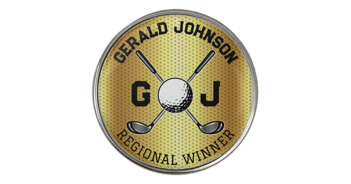Gold Golf Balls and Monogram Design Golf Ball Marker | Zazzle