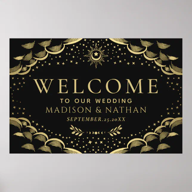 Gold Gothic Tarot Card Wedding Welcome Large Sign | Zazzle