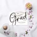 Gold Grad Calligraphy Script Modern Graduation Cap Foil Invitation | Zazzle