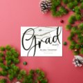 Gold Grad Calligraphy Script Modern Graduation Cap Foil Invitation | Zazzle