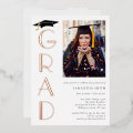 Gold Grad Cap Modern Typography Graduation Party Foil Invitation | Zazzle