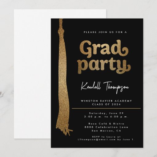 Gold Grad Cap tassel Custom Graduation Party Invitation | Zazzle