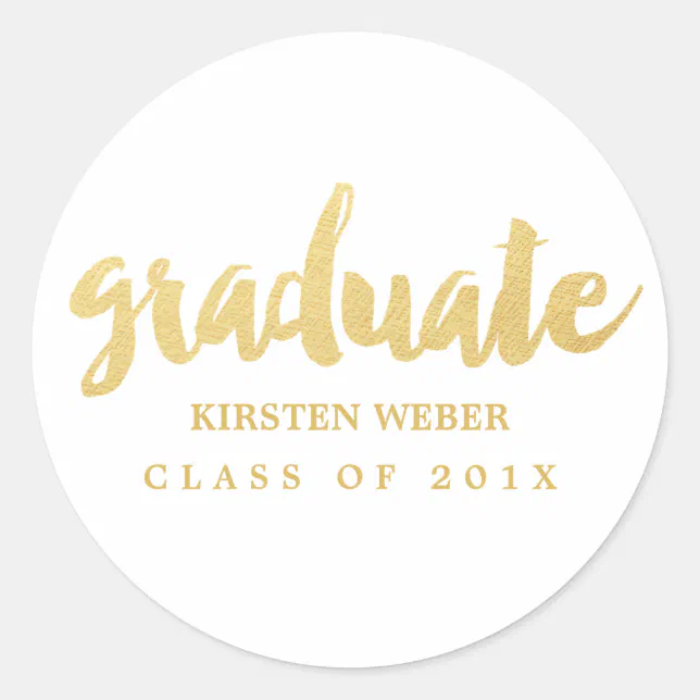 Gold Grad | Graduation Sticker Labels | White | Zazzle
