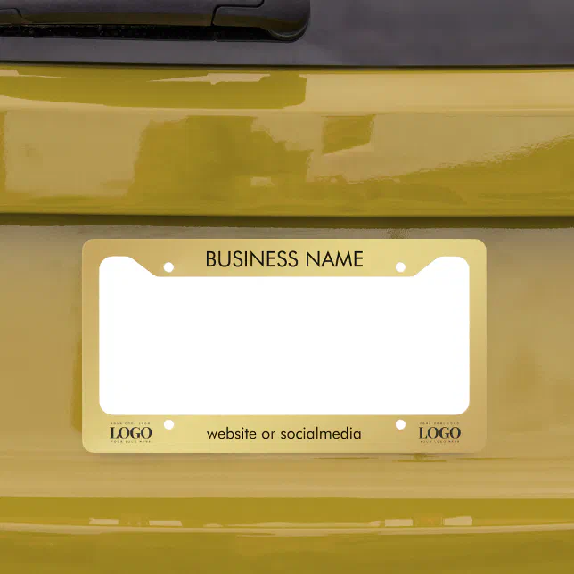 Gold Gradient Business Company Custom Logo Text License Plate Frame ...