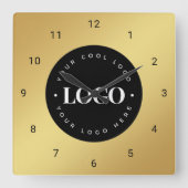 Gold Gradient Custom Logo Business Company Office Square Wall Clock ...