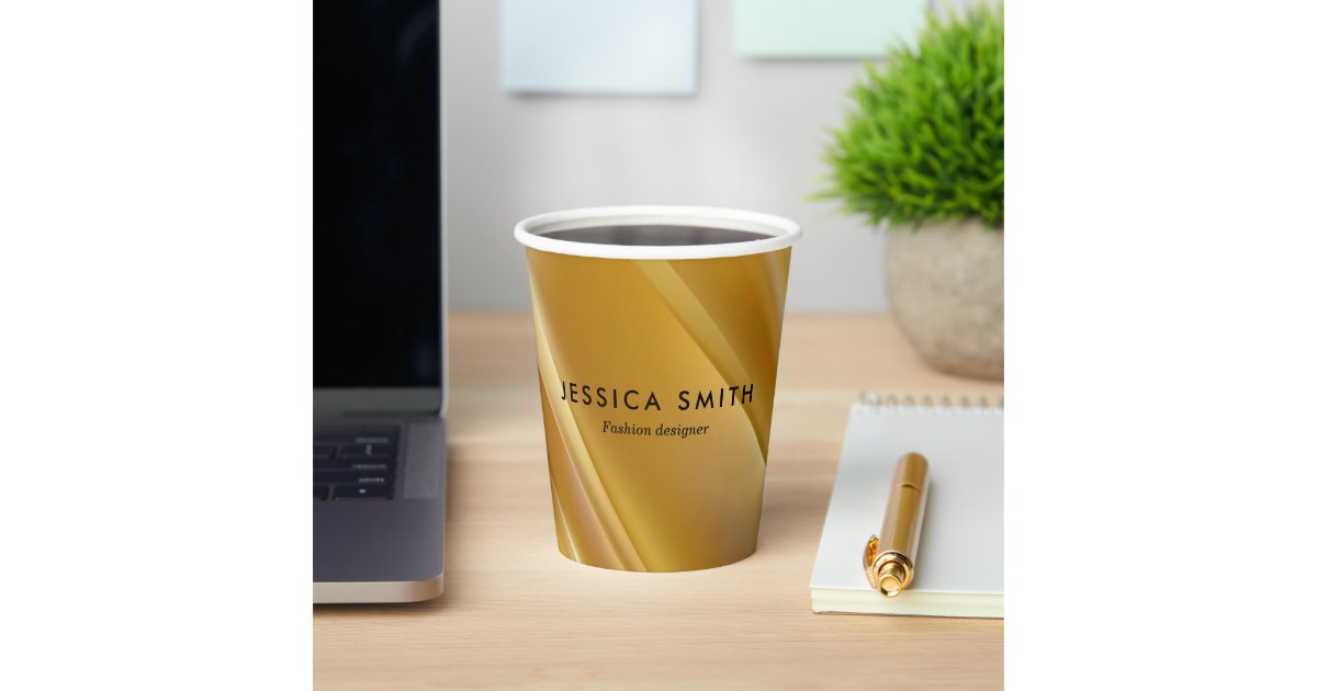 Gold gradient diagonal lines paper cups | Zazzle