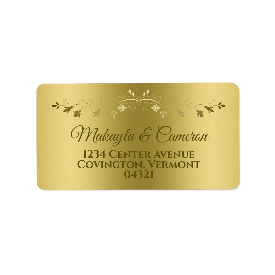 Gold Gradient & Filigree Elegant Wedding Address Label | Zazzle