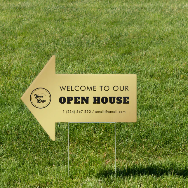 Gold Gradient Real Estate Logo Welcome Open House Sign | Zazzle