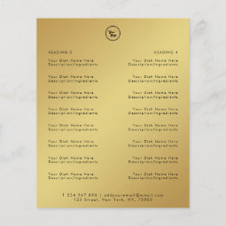Gold Gradient Restaurant Cafe Take Out Menu & Logo Flyer | Zazzle