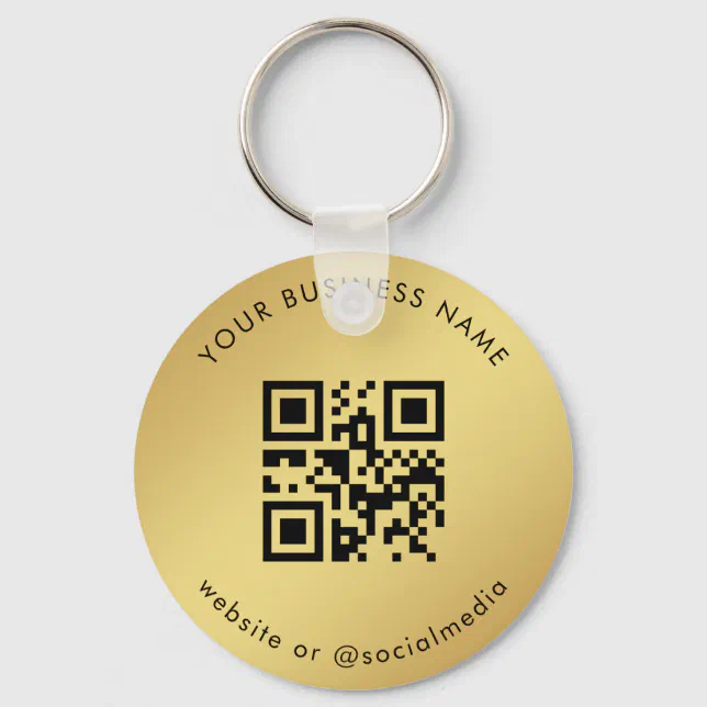 Gold Gradient Your Custom Business Qr Code Scan Keychain | Zazzle