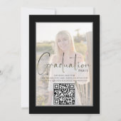 Gold Graduate Black Calligraphy Photo QR Code Invitation | Zazzle