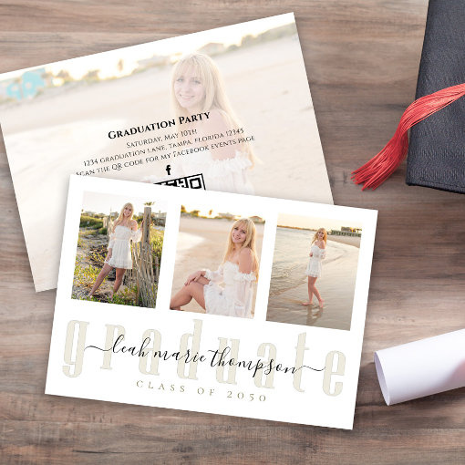 Gold Graduate Calligraphy QR Code Social Media Invitation | Zazzle