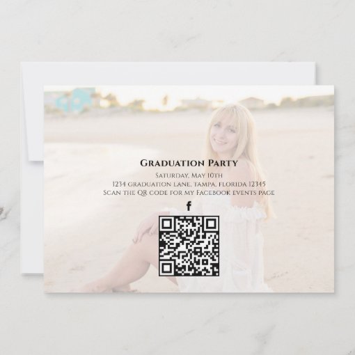 Gold Graduate Calligraphy QR Code Social Media Invitation | Zazzle