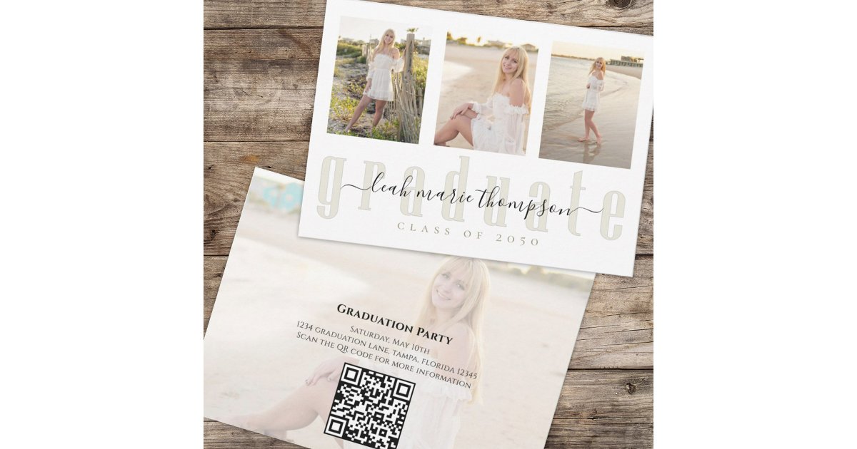 Gold Graduate Calligraphy Script Simple QR Code Invitation | Zazzle