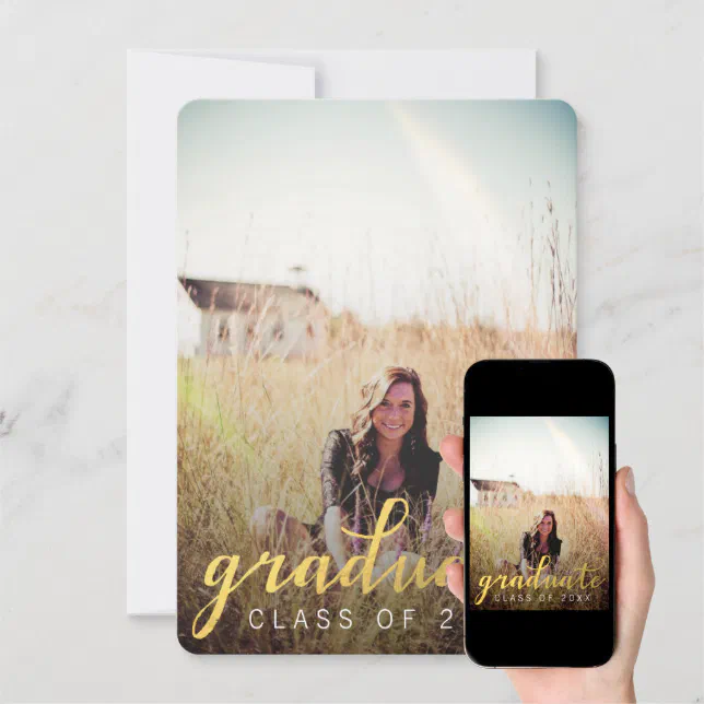 Gold Graduate Graduation Party Photo Card | Zazzle