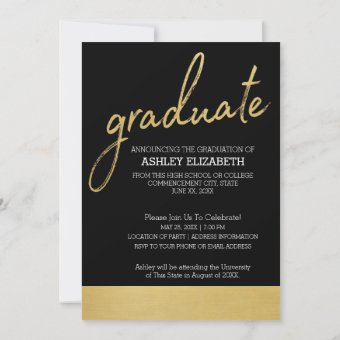 Gold Graduate Modern Graduation Photo Announcement | Zazzle