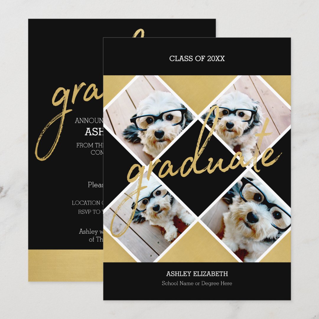 Gold Graduate Modern Graduation Photo Announcement | Zazzle