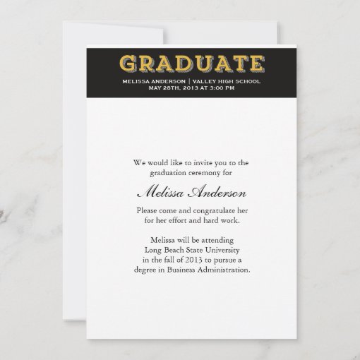 Gold Graduate Senior Portrait Invitation | Zazzle