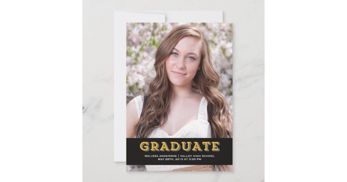 Gold Graduate Senior Portrait Invitation | Zazzle