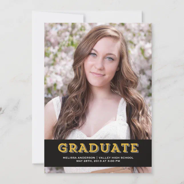 Gold Graduate Senior Portrait Invitation | Zazzle
