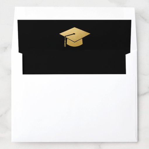 Gold Graduation Cap Announcement Envelope Liner | Zazzle