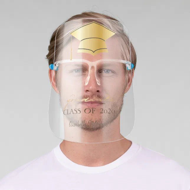 Gold Graduation Cap Class Of 2020 Face Shield | Zazzle