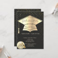 Gold Graduation Cap,Confetti Disco Ball Graduation Invitation | Zazzle