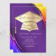 Gold Graduation Cap Frame Violet Graduation Invitation | Zazzle