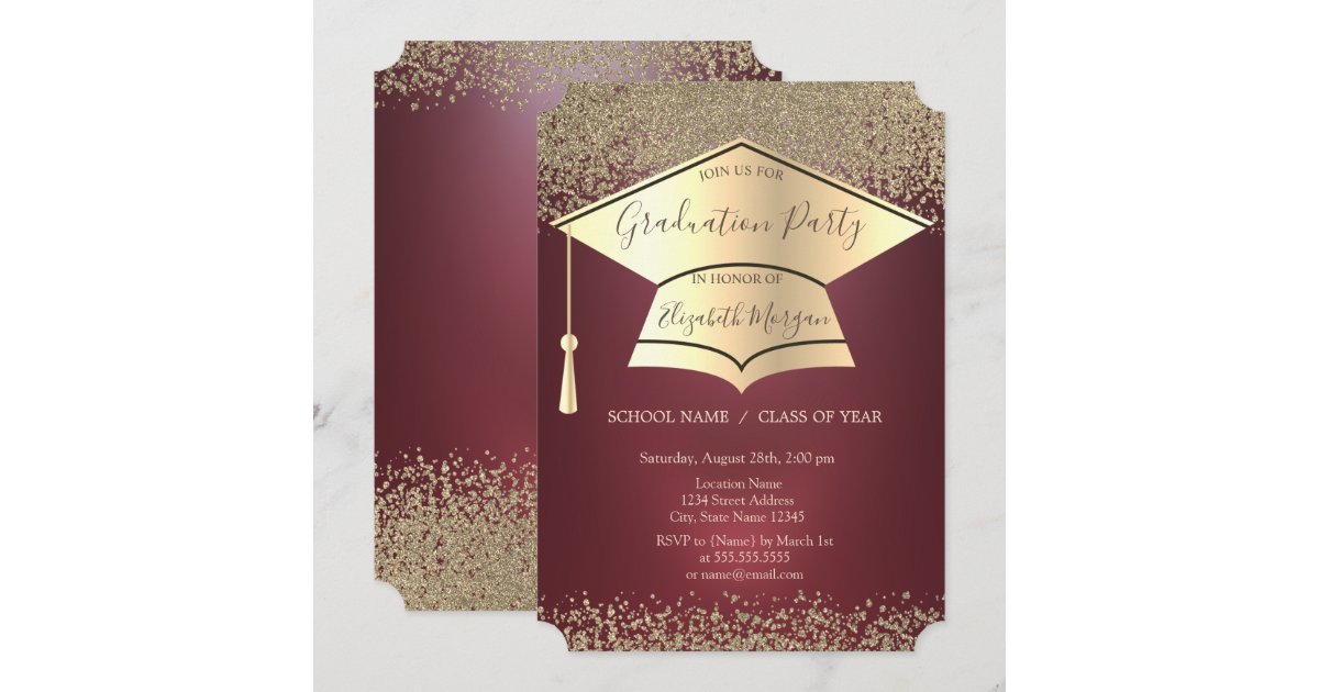 Gold Graduation Cap,Gold Diamonds Graduation Invitation | Zazzle