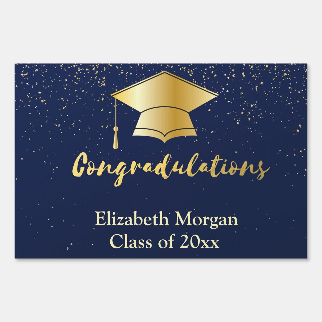 Gold Graduation Cap Graduate Congradulations Sign | Zazzle