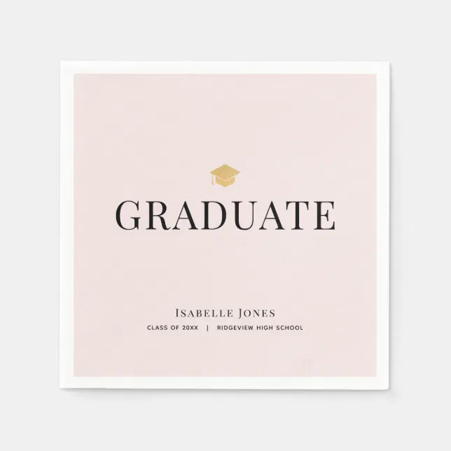 Gold Graduation Cap Pink Graduation Paper Napkins | Zazzle