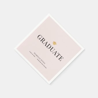 Gold Graduation Cap Pink Graduation Paper Napkins | Zazzle