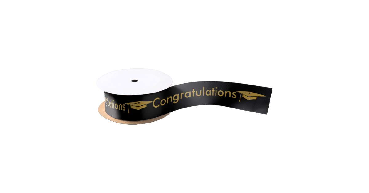 Gold Graduation Cap Satin Ribbon | Zazzle
